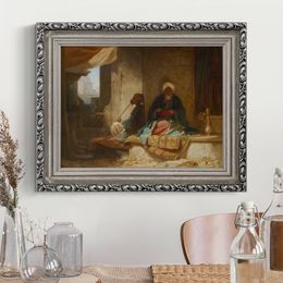 Bilderwelten Leinwandbild mit Barockrahmen Carl Spitzweg - Zwei T&uuml;rken im Kaffeehaus