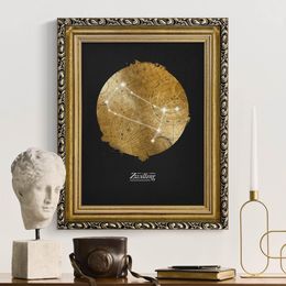 Bilderwelten Bild mit Barockrahmen Antik Spirituell Digital Art Barock gold - Sternzeichen Zwilling Grau Gold - Sternzeichen Jugendzimmer