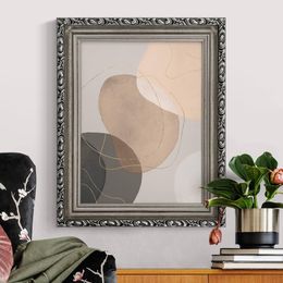 Bilderwelten Leinwandbild mit Barockrahmen Verspielte Impressionen in Beige