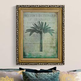 Bilderwelten Bild mit Barockrahmen Antik Natur Landhaus Barock gr&uuml;n - Vintage Collage - Antike Palme - Palme Wohnzimmer Schlafzimmer