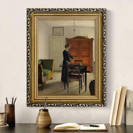 Bilderwelten Leinwandbild mit Barockrahmen Vilhelm Hammershoi - Ida in einem Interieur