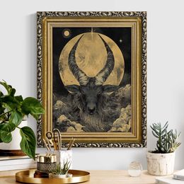 Bilderwelten Leinwandbild mit Barockrahmen Steinbock Sternzeichen