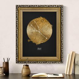 Bilderwelten Bild mit Barockrahmen Antik Spirituell Digital Art Barock gold - Sternzeichen Stier Grau Gold - Sternzeichen Jugendzimmer