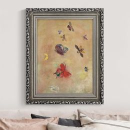 Bilderwelten Leinwandbild mit Barockrahmen Odilon Redon - Bunte Schmetterlinge