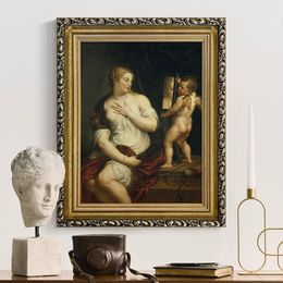 Bilderwelten Leinwandbild mit Barockrahmen Peter Paul Rubens - Venus und Cupido