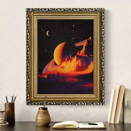 Bilderwelten Leinwandbild mit Barockrahmen Retro Collage - Falscher Abzweig