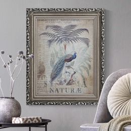 Gerahmtes Leinwandbild Shabby Chic Collage - Pfau
