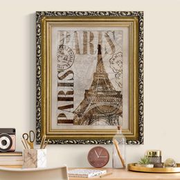 Gerahmtes Leinwandbild Shabby Chic Collage - Paris