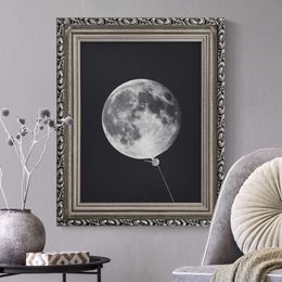 Gerahmtes Leinwandbild Luftballon mit Mond