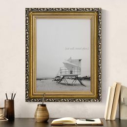 Bilderwelten Bild mit Barockrahmen Antik Strand Motiv Barock grau - Lyrische Landschaften - Reise - Landschaft Wohnzimmer Schlafzimmer