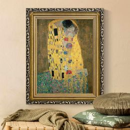 Gerahmtes Leinwandbild Gustav Klimt - Der Ku&szlig;