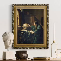 Bilderwelten Bild mit Barockrahmen Antik originell modern Barock braun - Jan Vermeer - Der Astronom - Himmel Wohnzimmer Schlafzimmer