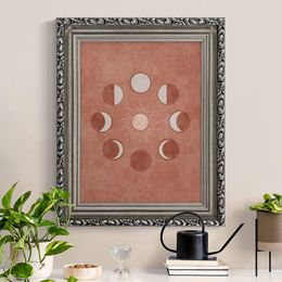 Gerahmtes Leinwandbild Boho Mondphasen mit Sonne
