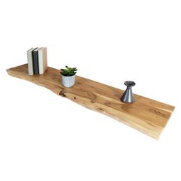 Holzplatte Akazienholz natur massiv 160x30 cm Holzbrett einseitige Baumkante ARYA