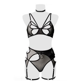 Grey Velvet Erotisches Bra-Set, 3 Teile