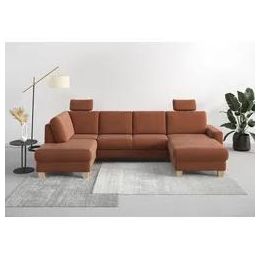 Wohnlandschaft Home Affaire "Summer U-Form", rosa (kupfer), B:314cm H:91cm T:170cm, 95% Polyester, 5% Polyamid, Sofas, Wohnlandschaft, mit oder ohne Bettfunktion und Bettkasten, Cord-Bezug