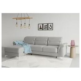 Sit & More Ecksofa SIT & MORE "Sinatra L-Form", grau, B:258cm H:85cm T:170cm, 100% Polyester, Sofas, Ecksofa, mit Recamiere, optinal mit Kopfteilverstellung und Armteilfunktion