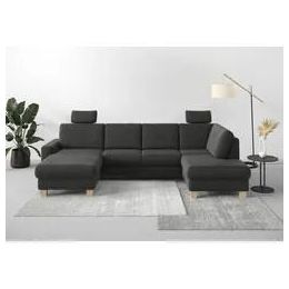 Wohnlandschaft Home Affaire "Summer U-Form", grau (anthrazit), B:314cm H:91cm T:170cm, 95% Polyester, 5% Polyamid, Sofas, Wohnlandschaft, mit oder ohne Bettfunktion und Bettkasten, Cord-Bezug