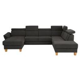 Wohnlandschaft Home Affaire "Conville U-Form", braun (espresso), B:322cm H:84cm T:217cm, 100% Polyester, Sofas, Wohnlandschaft, Kopfteilverstellung wahlweise mit Bettfunktion und Bettkasten