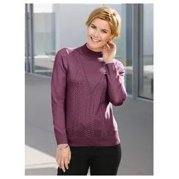 Stehkragenpullover Casual Looks "Pullover", Damen, Gr. 54, lila (brombeer), 100% Polyacryl, unifarben, figurumspielend, Pullover Stehkragenpullover