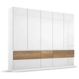 Dreht&uuml;renschrank Rauch "Winnipeg", wei&szlig; (wei&szlig;, hochglanz wei&szlig;, eiche), B:226cm H:210cm T:56cm, Holzwerkstoff, Schr&auml;nke, Dreht&uuml;renschrank, grifflose Front, Schubk&auml;sten m. Griffmulde, auch mit Beleuchtung
