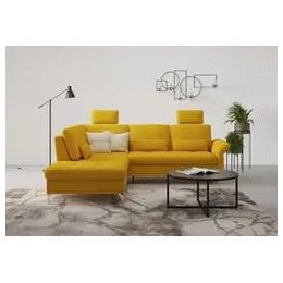 Ecksofa Home Affaire "Palm Beach L-Form", braun (messing), B:263cm H:89cm T:224cm, 98%Polyester, 2%Polyamid, Sofas, Ecksofa, Federkern, mit Sitztiefenverstellung, wahlweise mit Bettfunktion