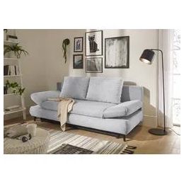 Schlafsofa ED EXCITING DESIGN "Sunny", grau (hellgrau), B:212cm H:88cm T:101cm, 92% Polyester, 8% Nylon, Sofas, Schlafsofa, mit Bettkasten & Armteilverstellung