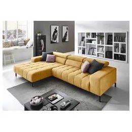 Ecksofa DIE PLANBAR "MP-IN18022 L-Form", gelb (curry), B:321cm H:74cm T:190cm, 100% Polyester, Sofas, Ecksofa, mit Kopfteilverstellung & Zierkissen, optional Sitztiefenverstellung