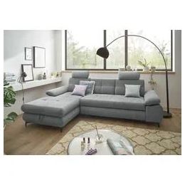 Ecksofa ED EXCITING DESIGN "Altona L-Form", grau, B:274cm H:88cm T:177cm, 100% Polyester, Sofas, Ecksofa, mit Bettfunktion, Bettkasten, Armteilverstellung & Kopfst&uuml;tzen