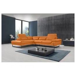 Ecksofa Egoitaliano "Queenie, extravagantes Sofa mit erstklassigem Sitzkomfort, L-Form", orange, B:284cm H:95cm T:108cm, Luxus-Microfaser (100% Polyester) Leder &raquo;BULL&laquo; (echtes Rindsleder). Geschliffenes, pigmentiertes und behandeltes Rindsleder mit einer Dicke von 1, 3-1, 5 mm. Dieses Leder zeigt eine ziemlich weiche Hand mit einem halb undurchsichtigen Aussehen. Es handelt sich um ein gesch&uuml;tztes