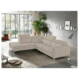 Ecksofa Egoitaliano "Matt, hoher Sitzkomfort und aufwendige Detailverarbeitung, L-Form", grau (opal grau), B:285cm H:100cm T:221cm, Luxus-Micofaser Lederoptik (100% Polyester) ist ein neues technisches Gewebe mit einem visuellen und taktilen Aspekt, der dem Nubuk sehr nahe kommt, mit innovativen Eigenschaften. Seine au&szlig;erordentliche Weichheit kommt von einem exklusiven Produktionsprozess, der Unre