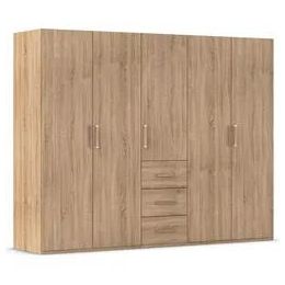 Dreht&uuml;renschrank Rauch "Kleiderschrank Schrank Garderobe Schlafzimmerschrank EVELYN", braun (eiche sonoma), B:251cm H:197cm T:60cm, Holzwerkstoff, Schr&auml;nke, Dreht&uuml;renschrank, in elegantem Stil mit Schubladen 3 Breiten und 2 H&ouml;hen MADE IN GERMANY