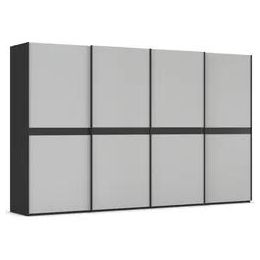 Schwebet&uuml;renschrank Rauch "Kleiderschrank Schrank Garderobe Schlafzimmerschrank SCALE-LINE", grau (schwarz, glas seidengrau matt), B:360cm H:223cm T:68cm, Holzwerkstoff, Schr&auml;nke, Schwebet&uuml;renschrank, edle Optik mit Bauchbinde in Korpusfarbe mit Glasfront MADE IN GERMANY