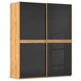 Schwebet&uuml;renschrank Rauch "Kleiderschrank Schrank Garderobe Schlafzimmerschrank SCALE-LINE", schwarz (asteiche, glas schwarz), B:181cm H:223cm T:68cm, Holzwerkstoff, Schr&auml;nke, Schwebet&uuml;renschrank, edle Optik mit Bauchbinde in Korpusfarbe mit Glasfront MADE IN GERMANY
