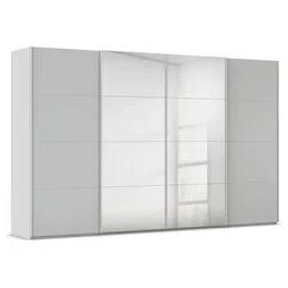 Schwebet&uuml;renschrank Rauch "Kleiderschrank Schrank Garderobe Schlafzimmerschrank SCALE-FYRA", grau (seidengrau, griffleisten seidengrau), B:360cm H:223cm T:68cm, Holzwerkstoff, Schr&auml;nke, Schwebet&uuml;renschrank, edle viergeteilte T&uuml;ren mit Spiegel und vielen Farben MADE IN GERMANY