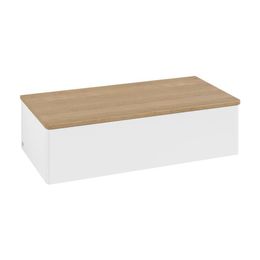 Villeroy & Boch Villeroy und Boch Antao Waschtisch-Unterschrank L40001MT mit Beleuchtung, 1 Auszug, 1000 x 268 x 500 mm, Front ohne Struktur, White Matt Lacquer / Honey Oak