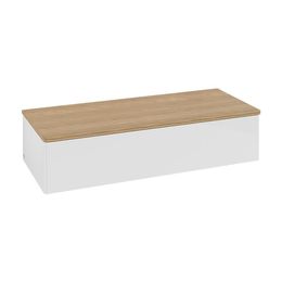 Villeroy & Boch Villeroy und Boch Antao Sideboard L41001GF mit Beleuchtung, 1 Auszug, 1200 x 268 x 500 mm, Front ohne Struktur, Glossy White Lacquer / Honey Oak