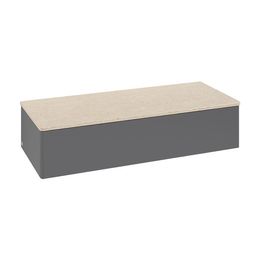 Villeroy & Boch Villeroy und Boch Antao Sideboard L41003GK mit Beleuchtung, 1 Auszug, 1200 x 268 x 500 mm, Front ohne Struktur, Anthracite Matt Lacquer / Botticino