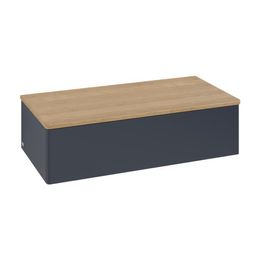 Villeroy & Boch Villeroy und Boch Antao Waschtisch-Unterschrank L40001HG mit Beleuchtung, 1 Auszug, 1000 x 268 x 500 mm, Front ohne Struktur, Midnight Blue Matt Lacquer / Honey Oak