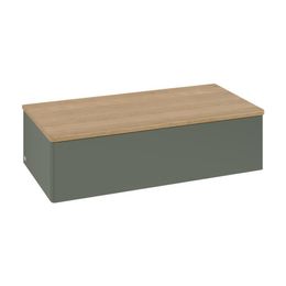 Villeroy & Boch Villeroy und Boch Antao Waschtisch-Unterschrank L40001HL mit Beleuchtung, 1 Auszug, 1000 x 268 x 500 mm, Front ohne Struktur, Leaf Green Matt Lacquer / Honey Oak