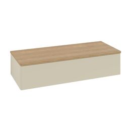 Villeroy & Boch Villeroy und Boch Antao Sideboard L41001HJ mit Beleuchtung, 1 Auszug, 1200 x 268 x 500 mm, Front ohne Struktur, Silk Grey Matt Lacquer / Honey Oak