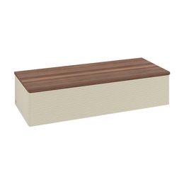 Villeroy & Boch Villeroy und Boch Antao Sideboard L41102HJ mit Beleuchtung, 1 Auszug, 1200 x 268 x 500 mm, Front mit Struktur, Silk Grey Matt Lacquer / Warm Walnut