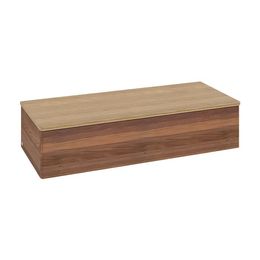 Villeroy & Boch Villeroy und Boch Antao Sideboard L41001HM mit Beleuchtung, 1 Auszug, 1200 x 268 x 500 mm, Front ohne Struktur, Warm Walnut / Honey Oak