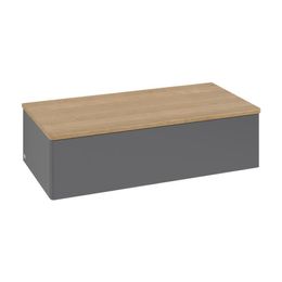 Villeroy & Boch Villeroy und Boch Antao Waschtisch-Unterschrank L40001GK mit Beleuchtung, 1 Auszug, 1000 x 268 x 500 mm, Front ohne Struktur, Anthracite Matt Lacquer / Honey Oak