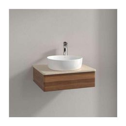 Villeroy & Boch Villeroy und Boch Antao Waschtisch-Unterschrank L07053HM mit Beleuchtung, 1 Auszug, 600 x 190 x 500 mm, Front ohne Struktur, Warm Walnut / Botticino
