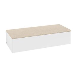 Villeroy & Boch Villeroy und Boch Antao Sideboard L41003MT mit Beleuchtung, 1 Auszug, 1200 x 268 x 500 mm, Front ohne Struktur, White Matt Lacquer / Botticino
