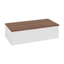 Villeroy & Boch Villeroy und Boch Antao Waschtisch-Unterschrank L40002GF mit Beleuchtung, 1 Auszug, 1000 x 268 x 500 mm, Front ohne Struktur, Glossy White Lacquer / Warm Walnut