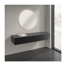 Villeroy & Boch Villeroy und Boch Antao Sideboard L42000PD mit Beleuchtung, 2 Ausz&uuml;ge, 1600 x 268 x 500 mm, Front ohne Struktur, Black Matt Lacquer / Black Matt Lacquer
