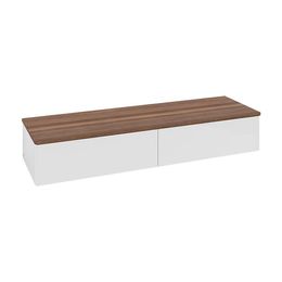 Villeroy & Boch Villeroy und Boch Antao Sideboard L42002GF mit Beleuchtung, 2 Ausz&uuml;ge, 1600 x 268 x 500 mm, Front ohne Struktur, Glossy White Lacquer / Warm Walnut