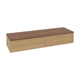 Villeroy & Boch Villeroy und Boch Antao Sideboard L42002HN mit Beleuchtung, 2 Ausz&uuml;ge, 1600 x 268 x 500 mm, Front ohne Struktur, Honey Oak / Warm Walnut